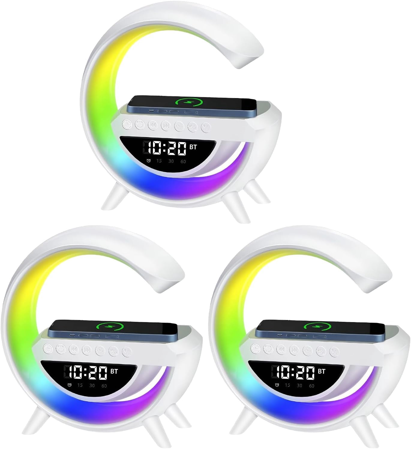 G-Shaped LED Wireless Charging Speaker, Compact Bedside Charging ...