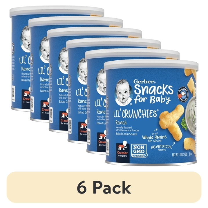 G Snacks for Baby Lil Crunchies Ranch Puffs, 1.48 oz Canister (6 Pack ...