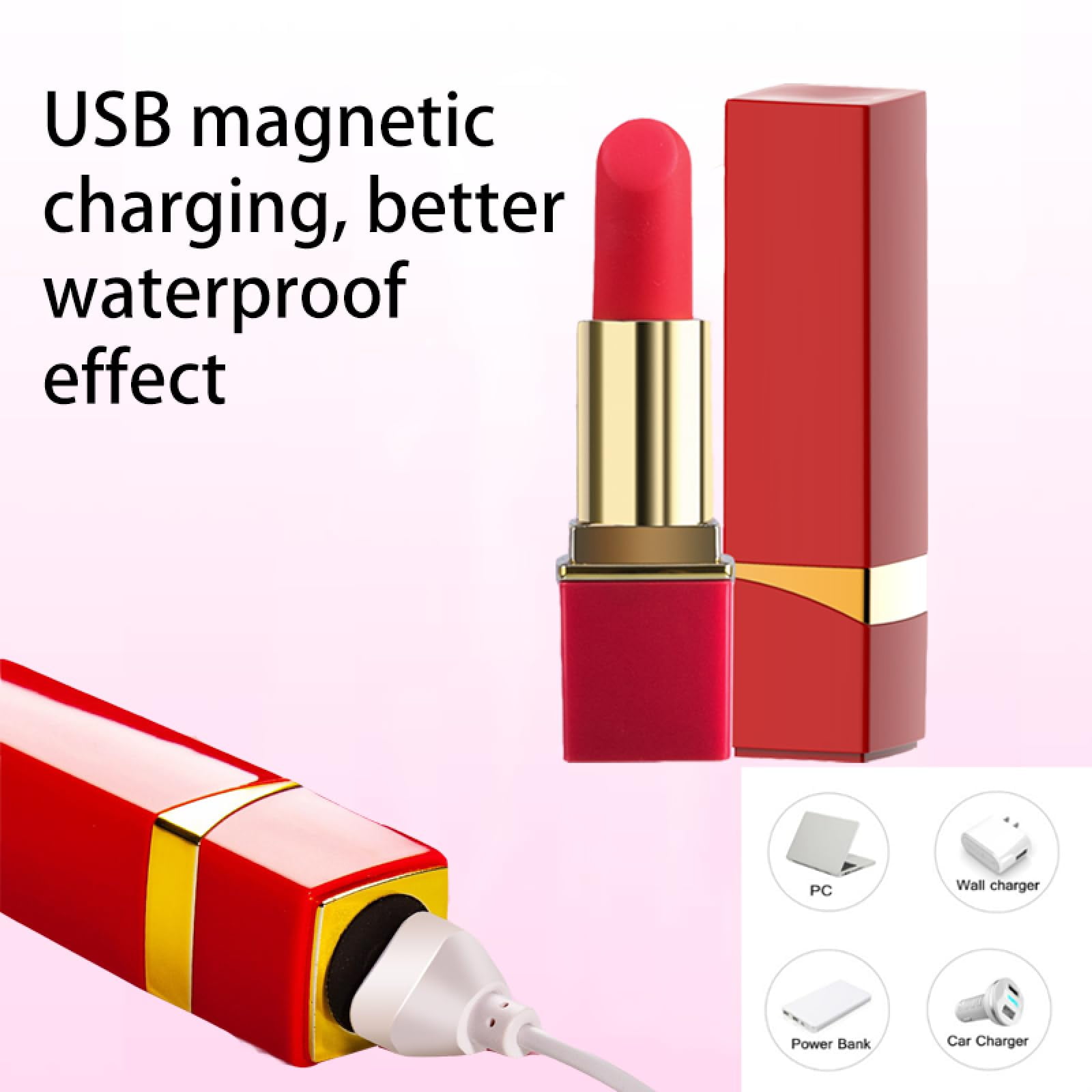 G Spot Adult Sex Toy Mini Lipstick Vibrator 10 Vibration Modes Usb