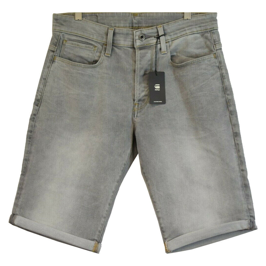 G-Star RAW Men's 3301 Straight Light Aged Grey Denim Shorts (Retail ...