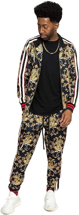 G-Style USA Men's Crouching Tiger Tracksuit Set - Zipper Jacket and ...