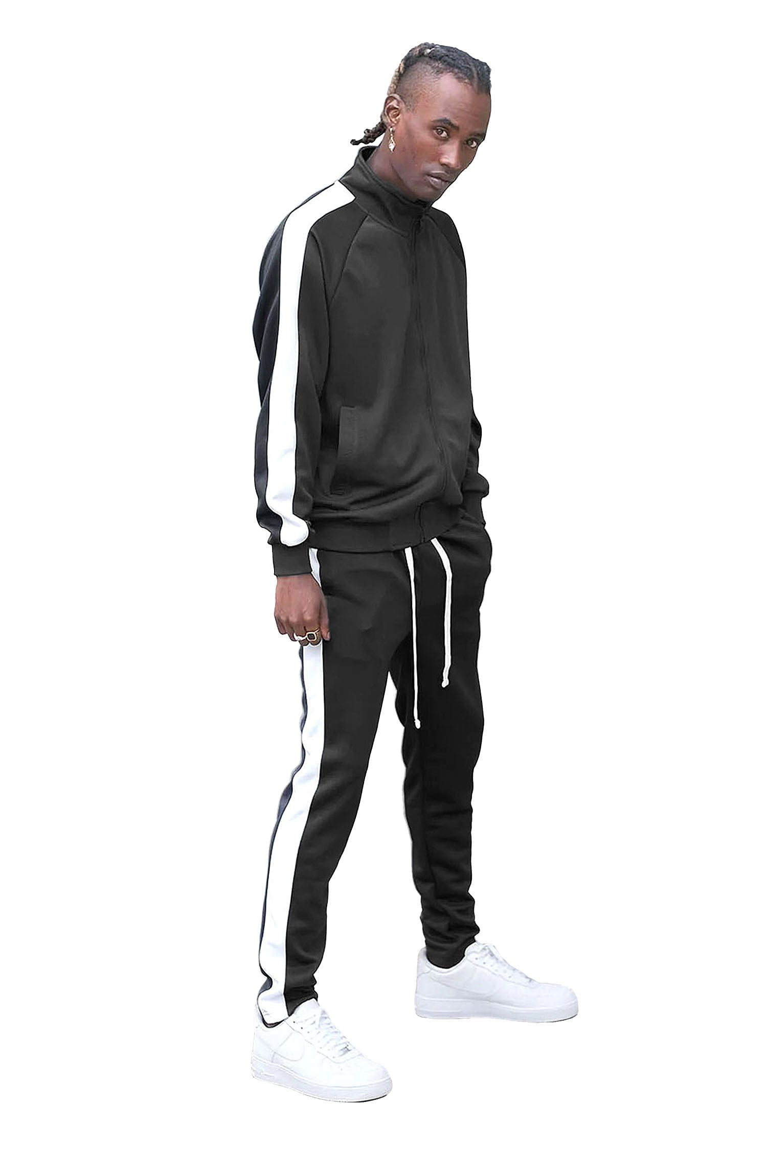 G-Style USA Men's Essential Side Stripe Tracksuits ST868- Black - 2X ...