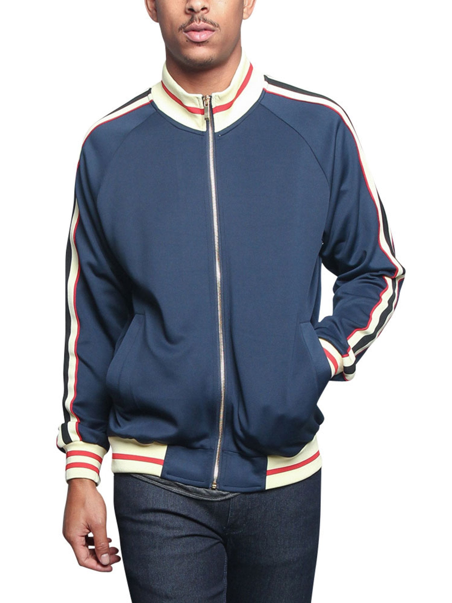 G-Style USA Men's G Striped Track Jacket JK5014 - Navy - Small ...