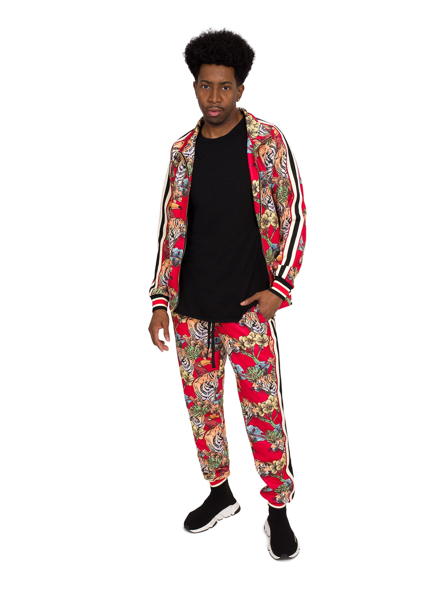 G-Style USA Men's Jungle Tiger G Stripe Track Suit Set ST808 - Red ...