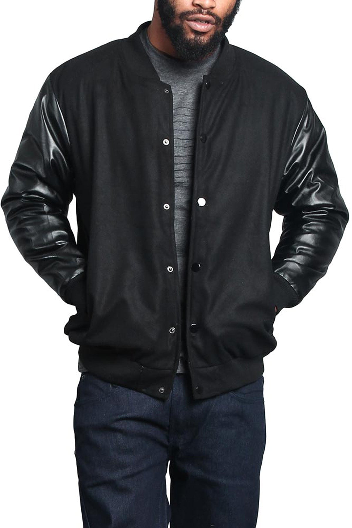 G-Style USA Men's Letterman Baseball Varsity Jacket VJ100A - BLACK ...