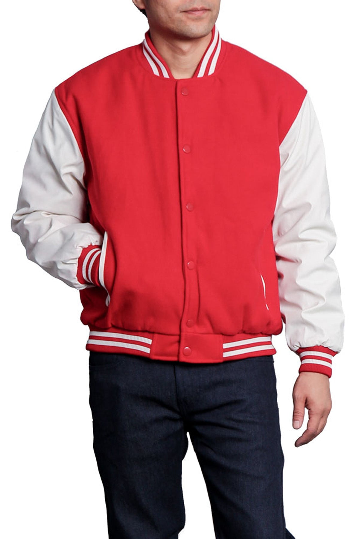 G-Style USA Men's Letterman Baseball Varsity Jacket VJ100A - RED/WHITE ...