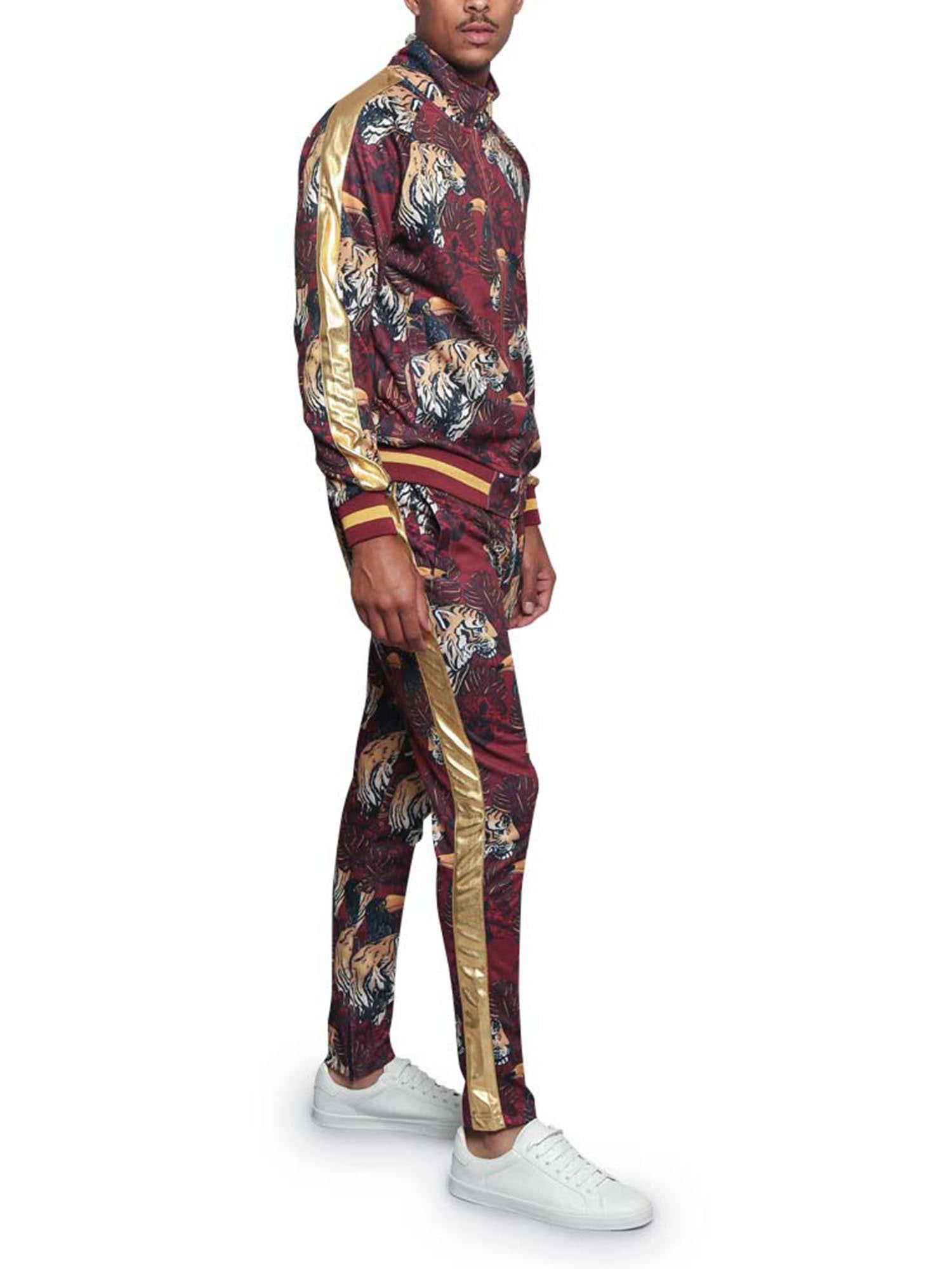 G-Style USA Men's Royal Floral Tiger Track Suit Set, Up to 5X - Walmart.com