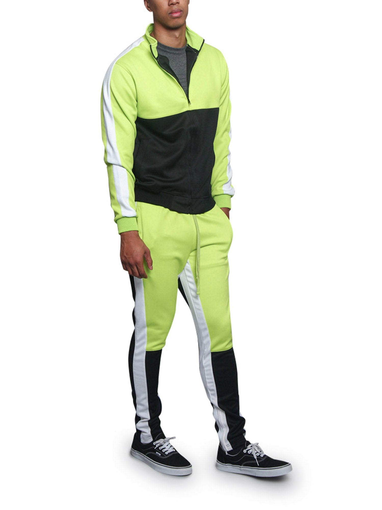 G-Style USA Men's Tri-Colored Track Suit Set ST5010-523 - Frozen Yellow ...