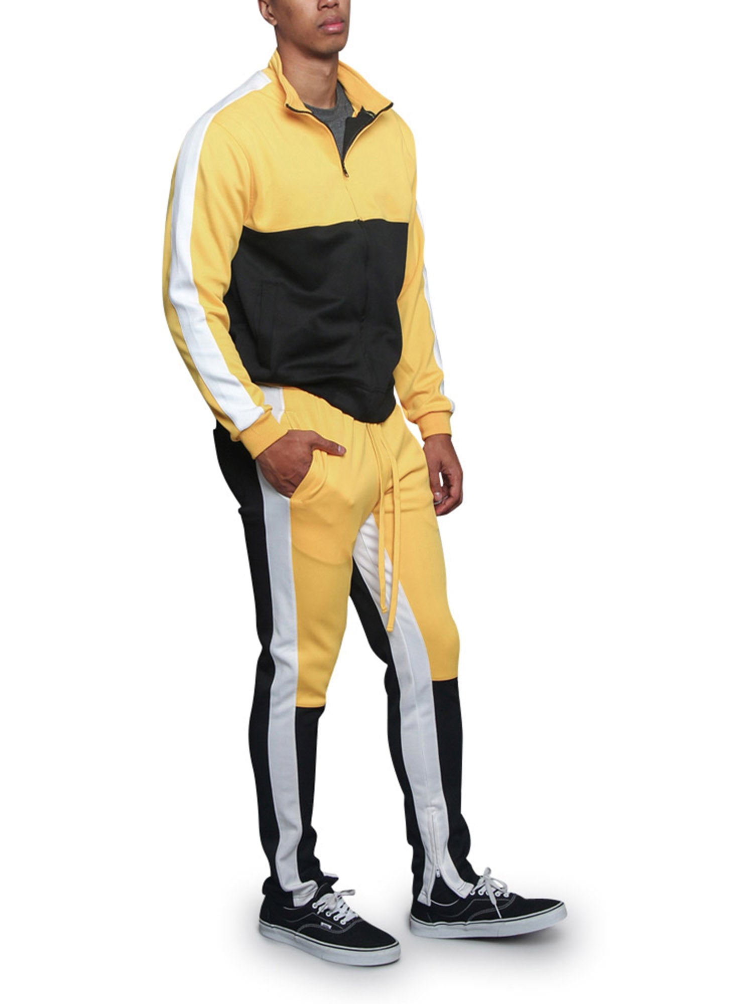 G-Style USA Men's Tri-Colored Track Suit Set ST5010-523 - Gold - Large ...