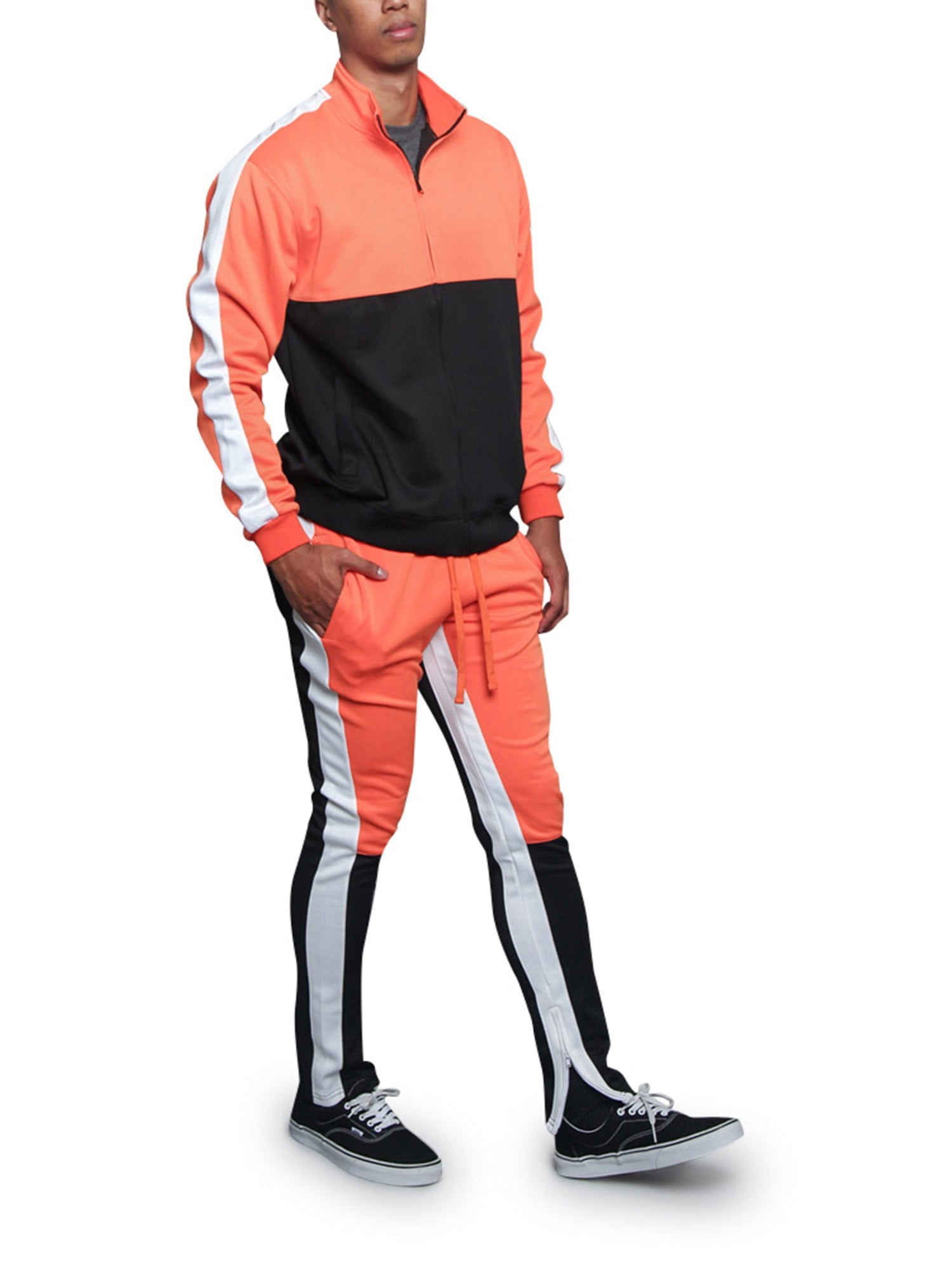G-Style USA Men's Tri-Colored Track Suit Set ST5010-523 - Orange ...