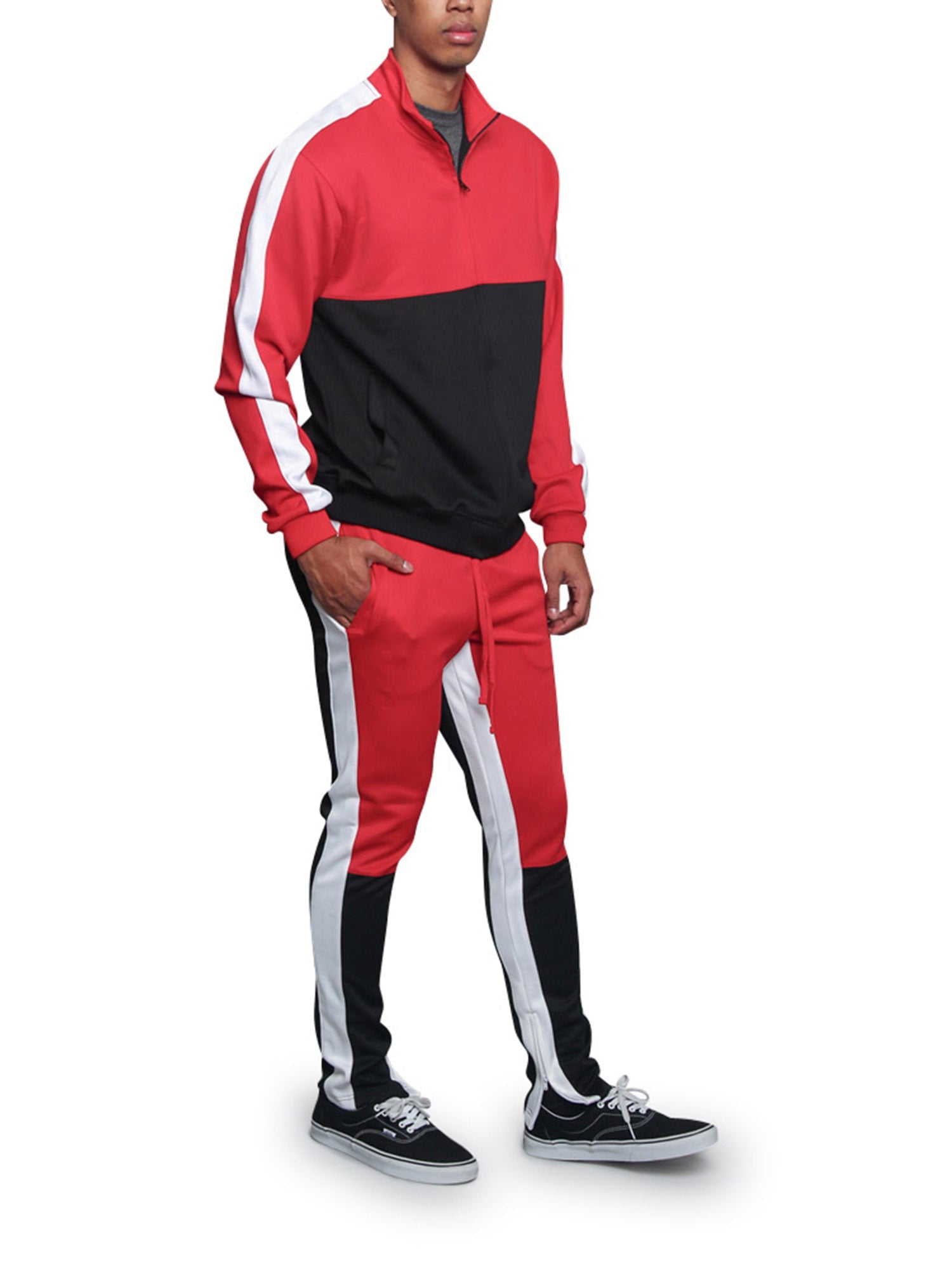 G-Style USA Men's Tri-Colored Track Suit Set ST5010-523 - Red - Small ...