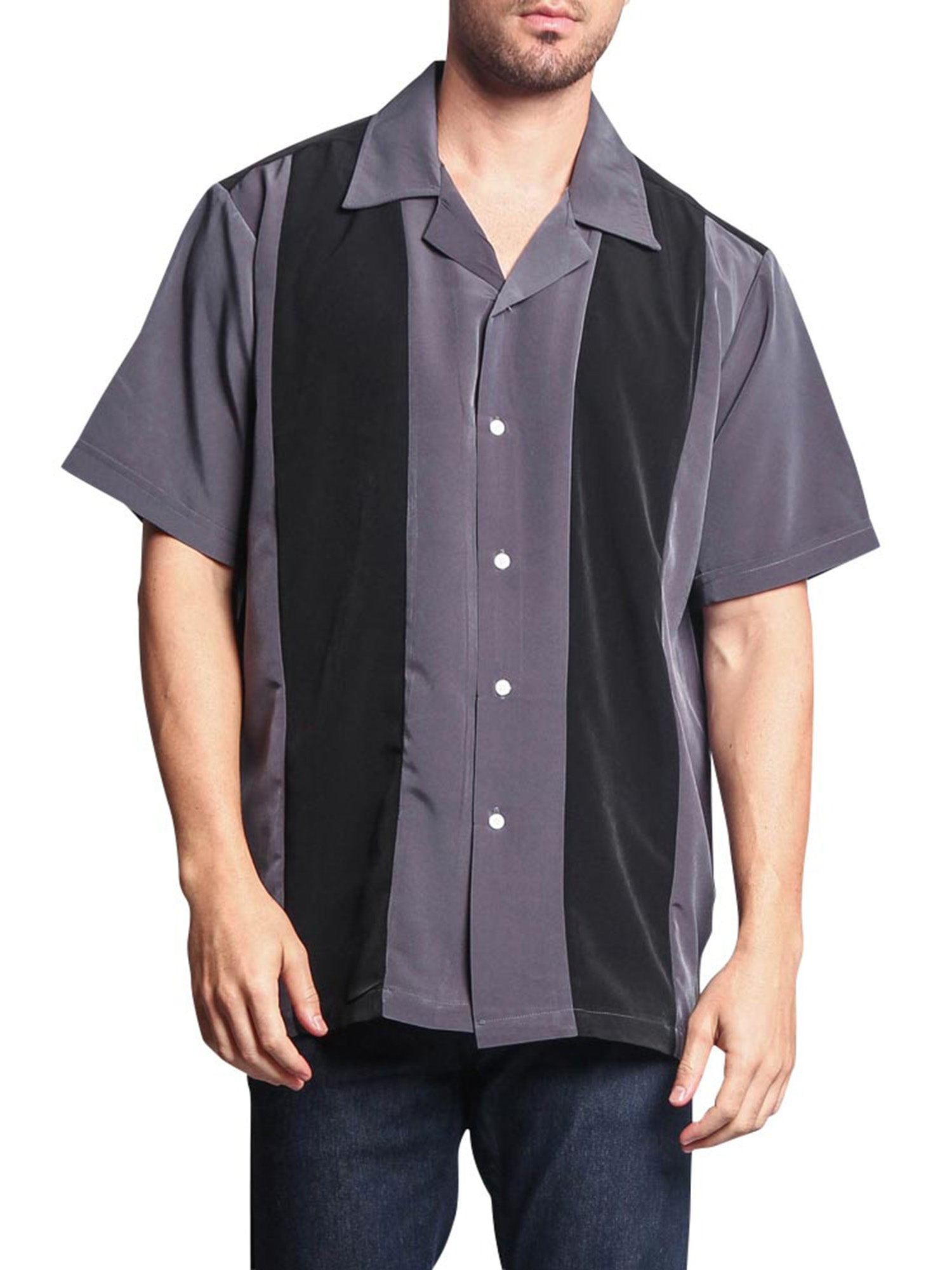 G-Style USA Men's Retro Bowling Shirt, Two Tone Button Down, Up to 5X ...