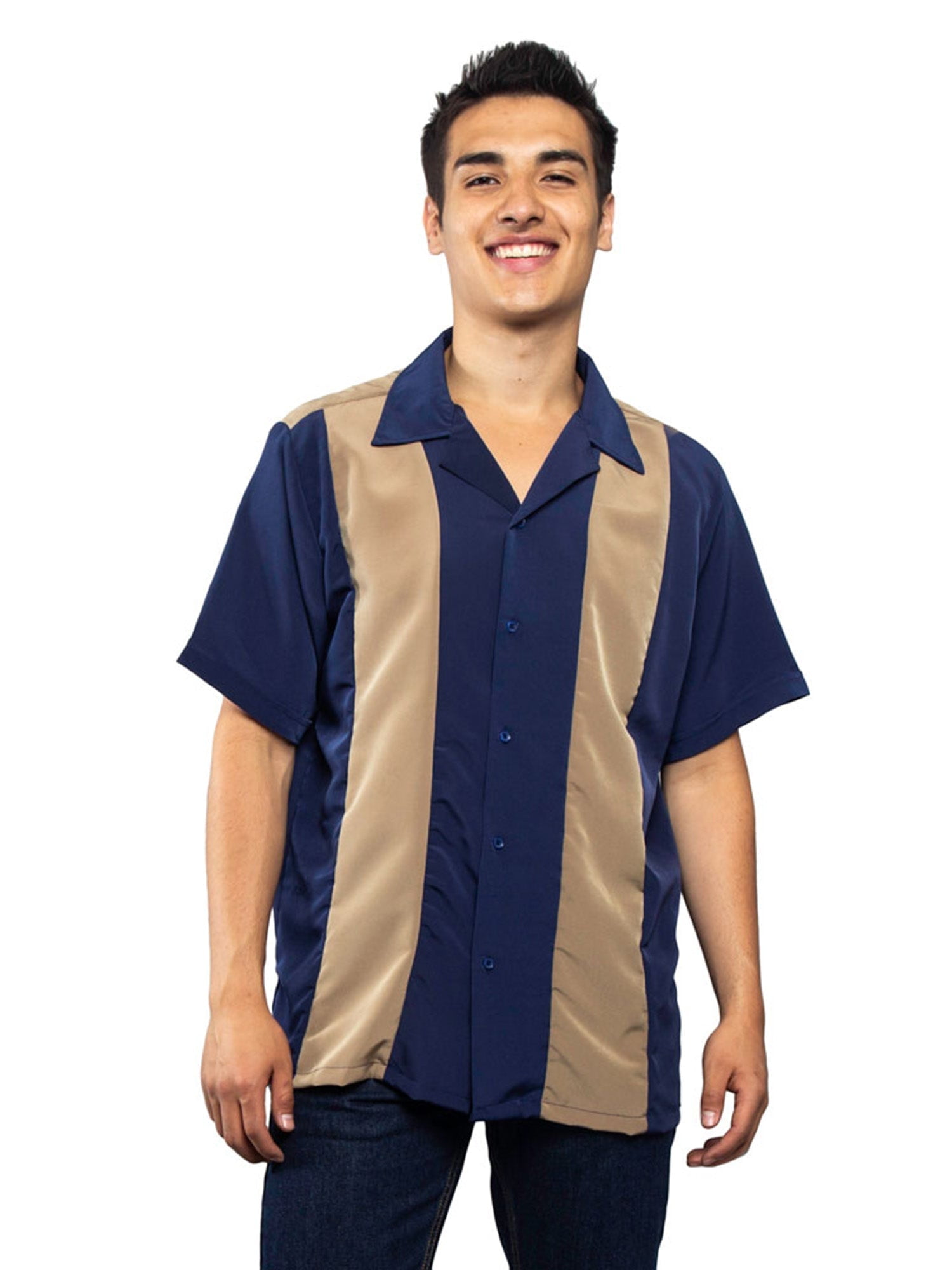 G-Style USA Men's Two Tone Retro Button Down Bowling Shirts - Walmart.com