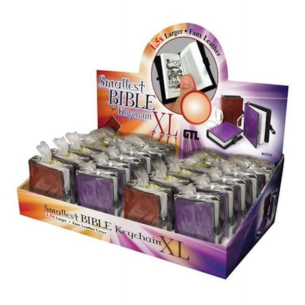 G T Luscombe 256039 Smallest Bible Keychain Display Leather Look with ...