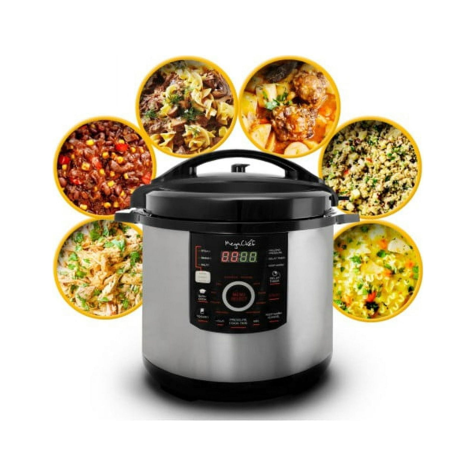 MegaChef 12 Qt. Electric Pressure Cooker, Black/Silver, Auto Shut-off/Keep Warm (2 Pack ...