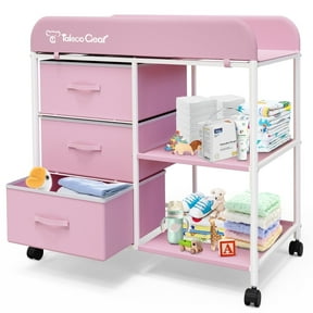 KORIMEFA Baby Changing Table with 3 Storage Drawers & Hamper , Portable ...