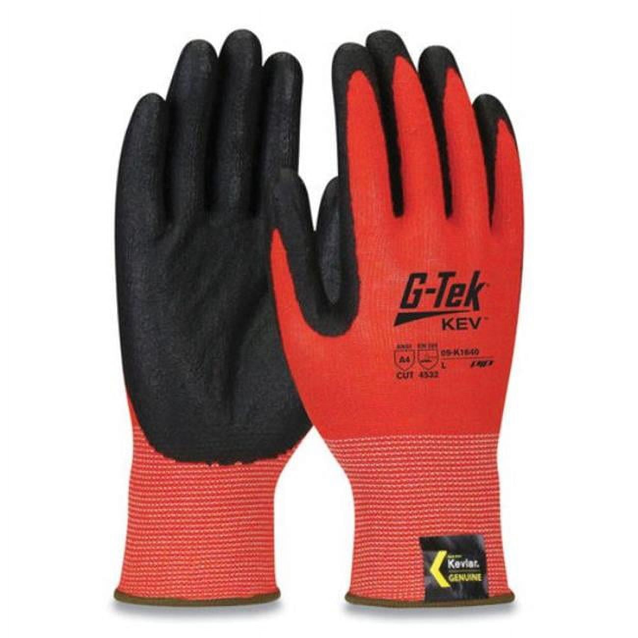 G-Tek PID09K1640M KEV Hi-Vis Seamless Yarn Knit Kevlar Gloves, Red ...