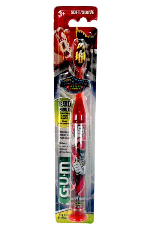 G.U.M Kids Power Rangers Red SOFT Toothbrush 1 Minute Flashinght Timer ...