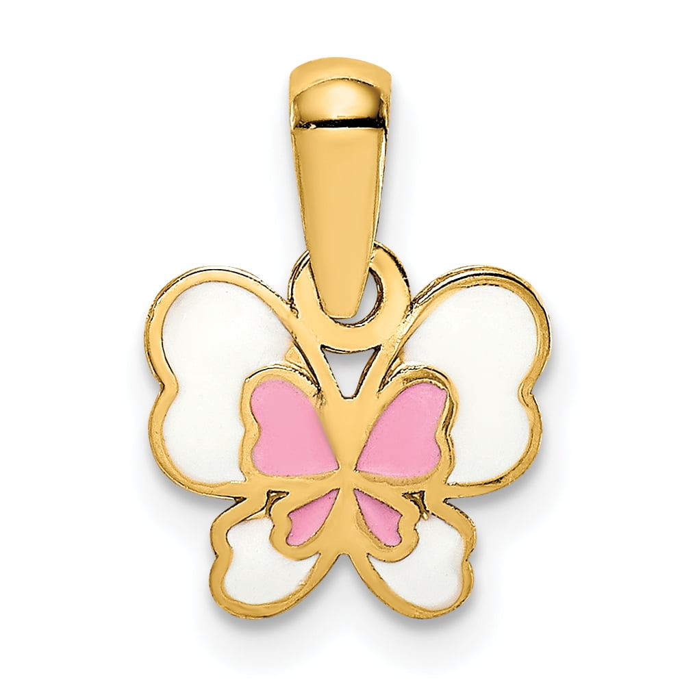 G & W 14k Enamel Pink Butterfly Pendant - Walmart.com
