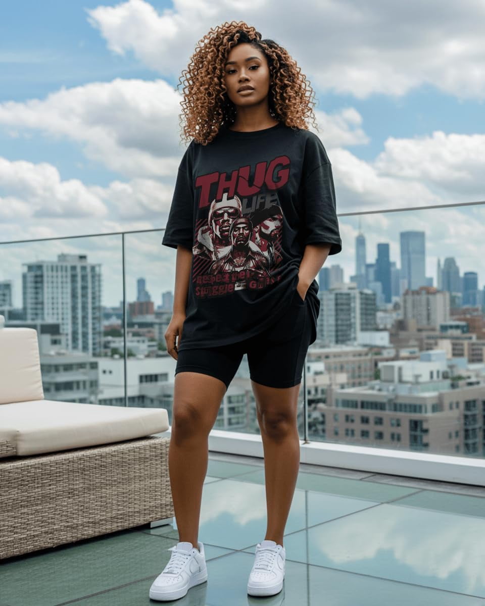 G West Thug Life Oversized Womens T-Shirt Black Size- L - Walmart.com
