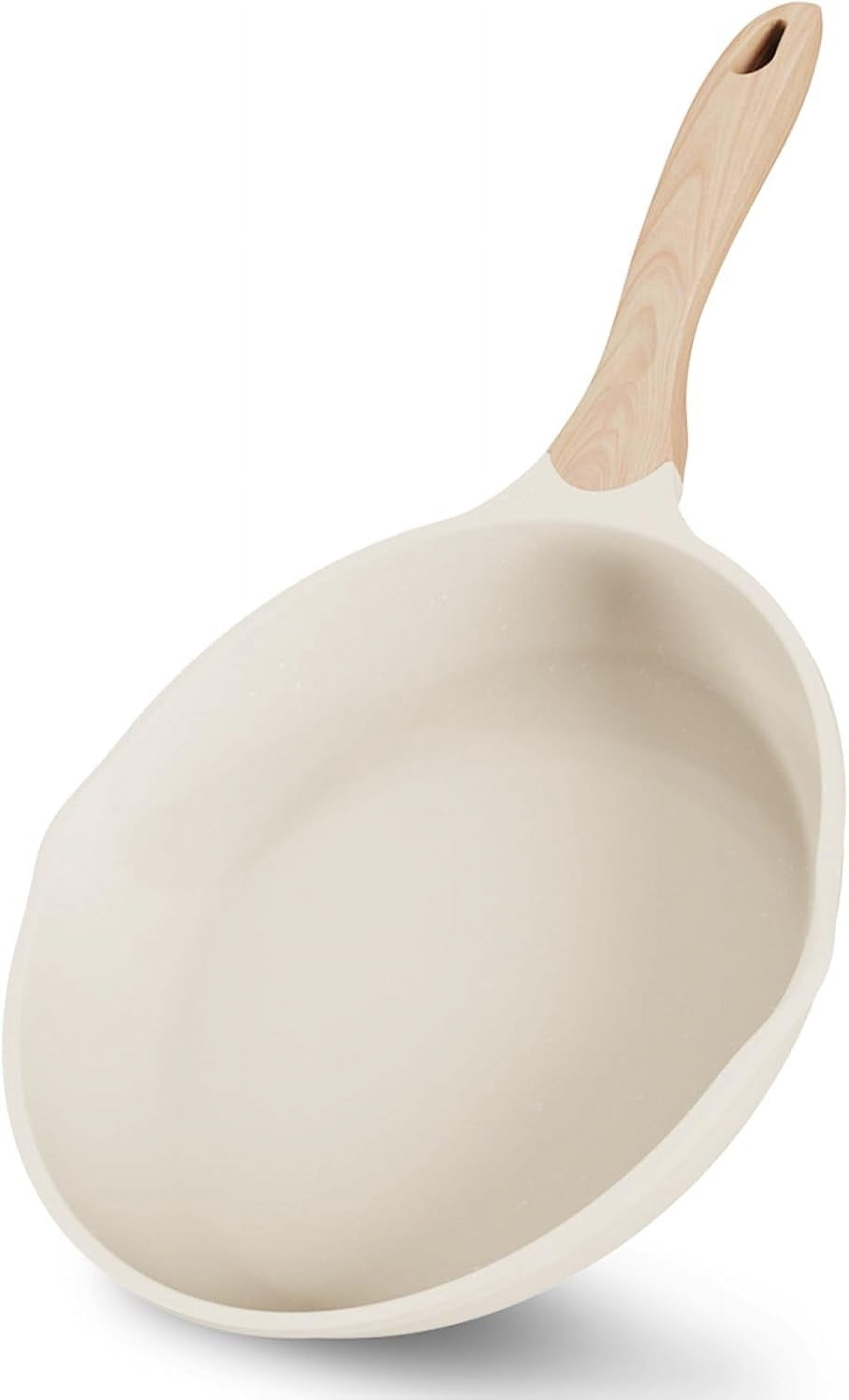 G&X 12.5 Inch Nonstick Frying Pan, Stone Coating Cookware Beige ...