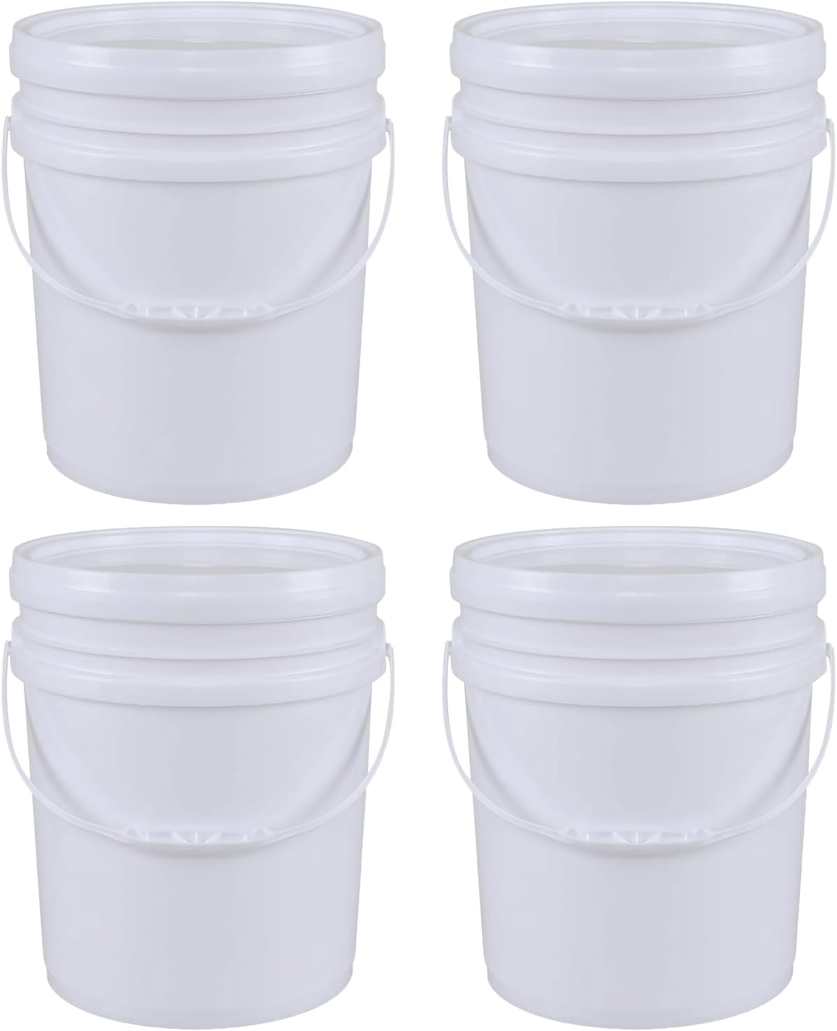 G&X 4 Packs Food Grade Bucket Pail with Plastic Handles and Lid ...