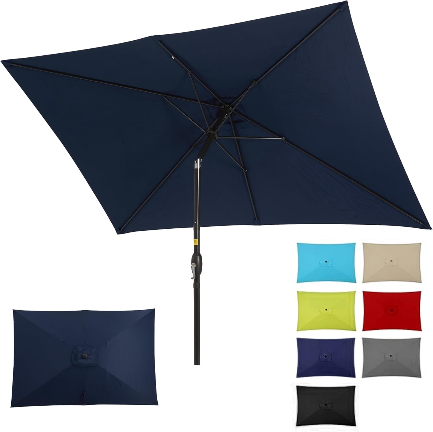 G&X 6.5 x 10 Ft Rectangular Patio Umbrella Aluminum Pole, Outdoor Table ...