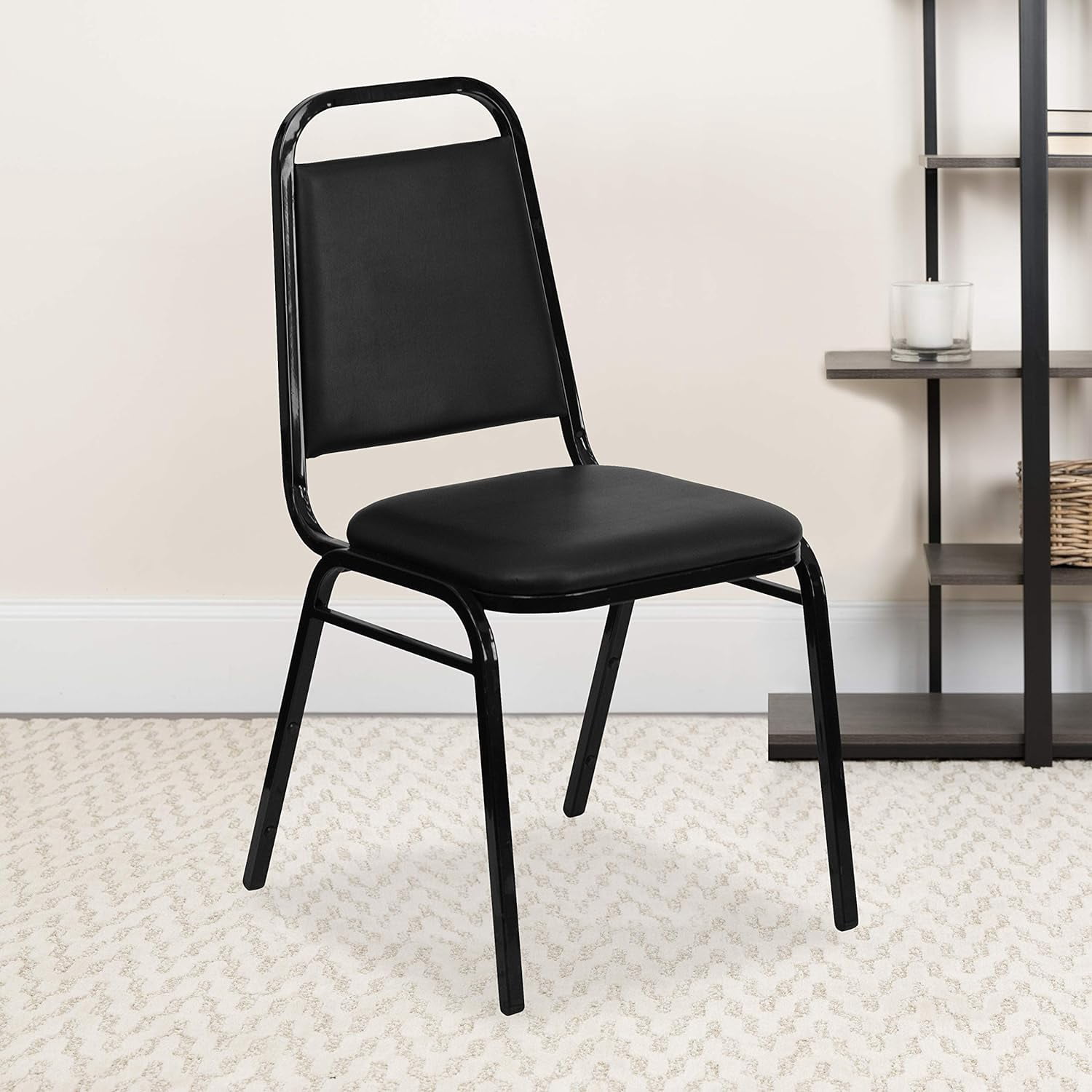G&X Trapezoidal Back Banquet Chair, Black Vinyl/Black Frame - Walmart.com
