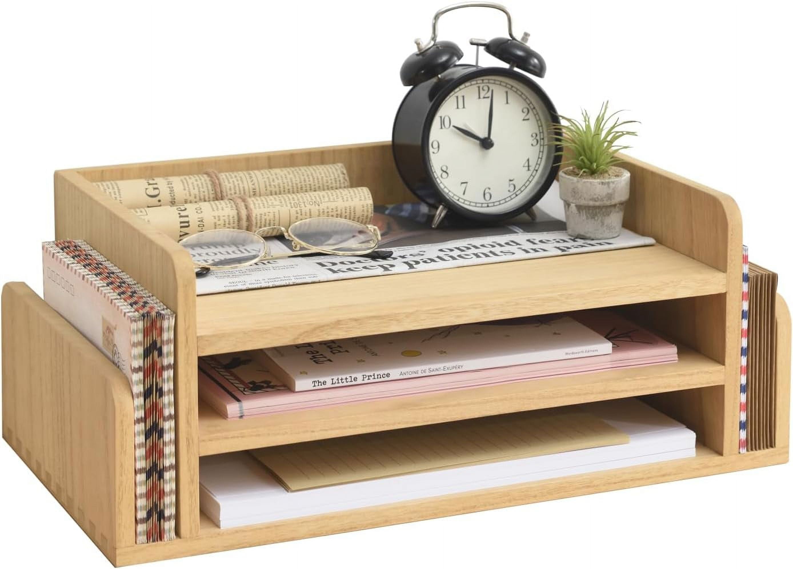 G&X Wood 3-Tier Office Desktop Document Tray - Mail Sorter Organizer ...