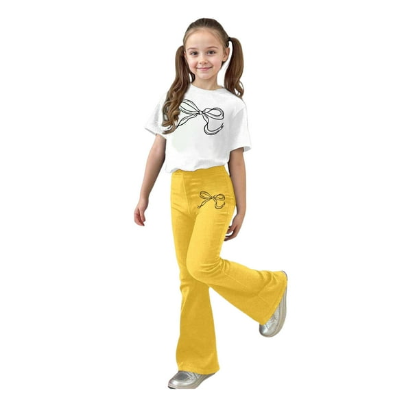 G`irls Clothes 2 Piece Cute Butterfly T-shirt & Flared Pants/Cargo ...