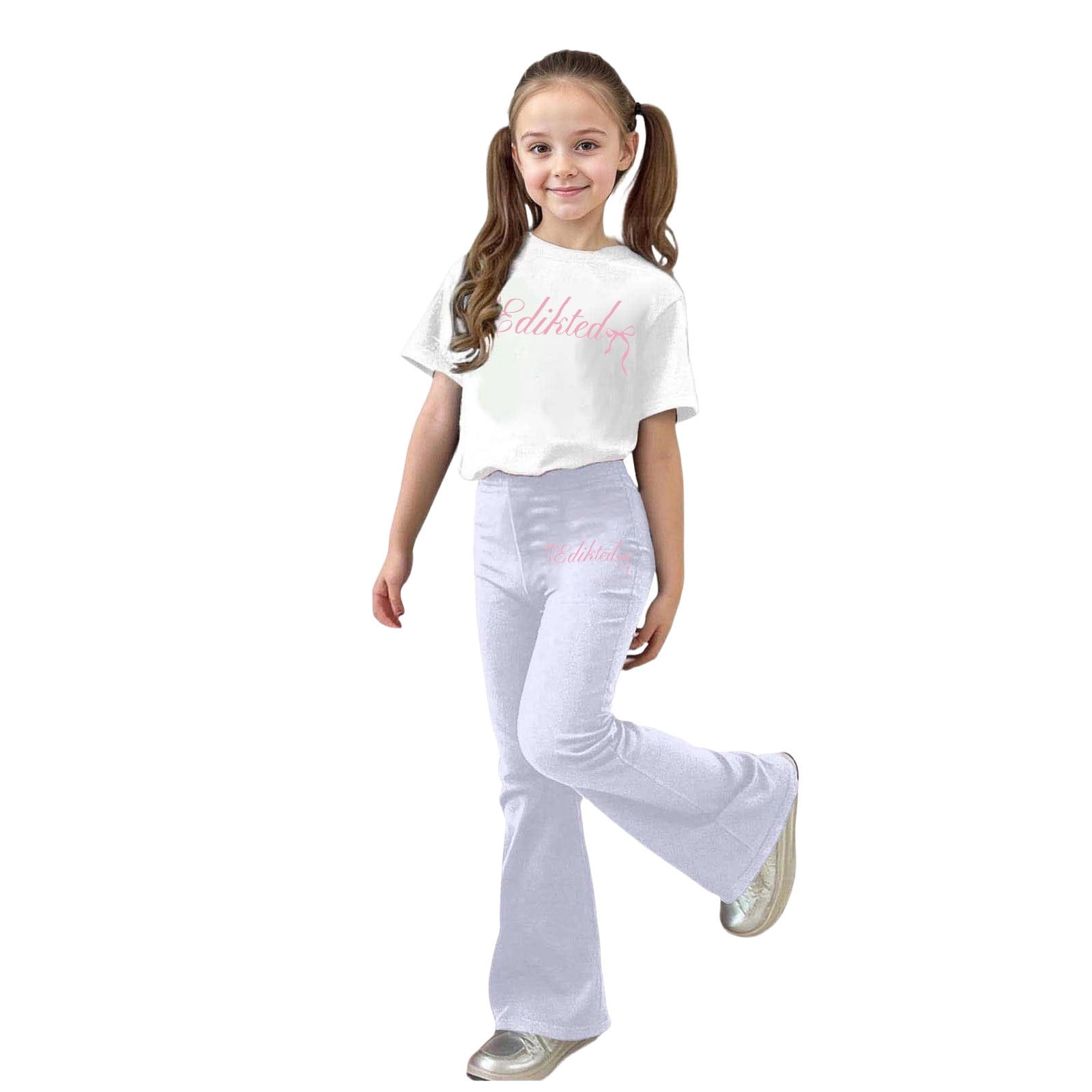 G`irls Clothes 2 Piece Cute Butterfly T-shirt & Flared Pants/Cargo ...