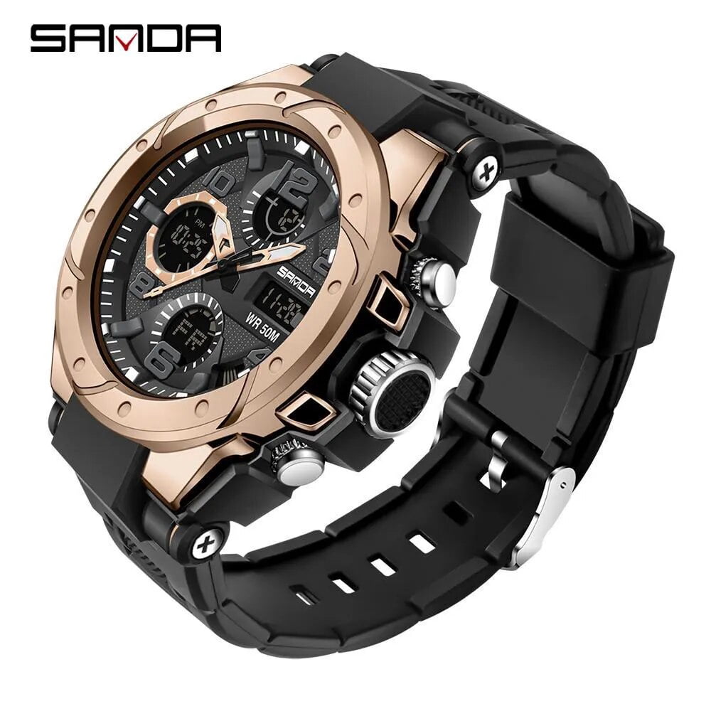 G style Men's Military Sports Watch LED Digital Quartz Dual Display ...