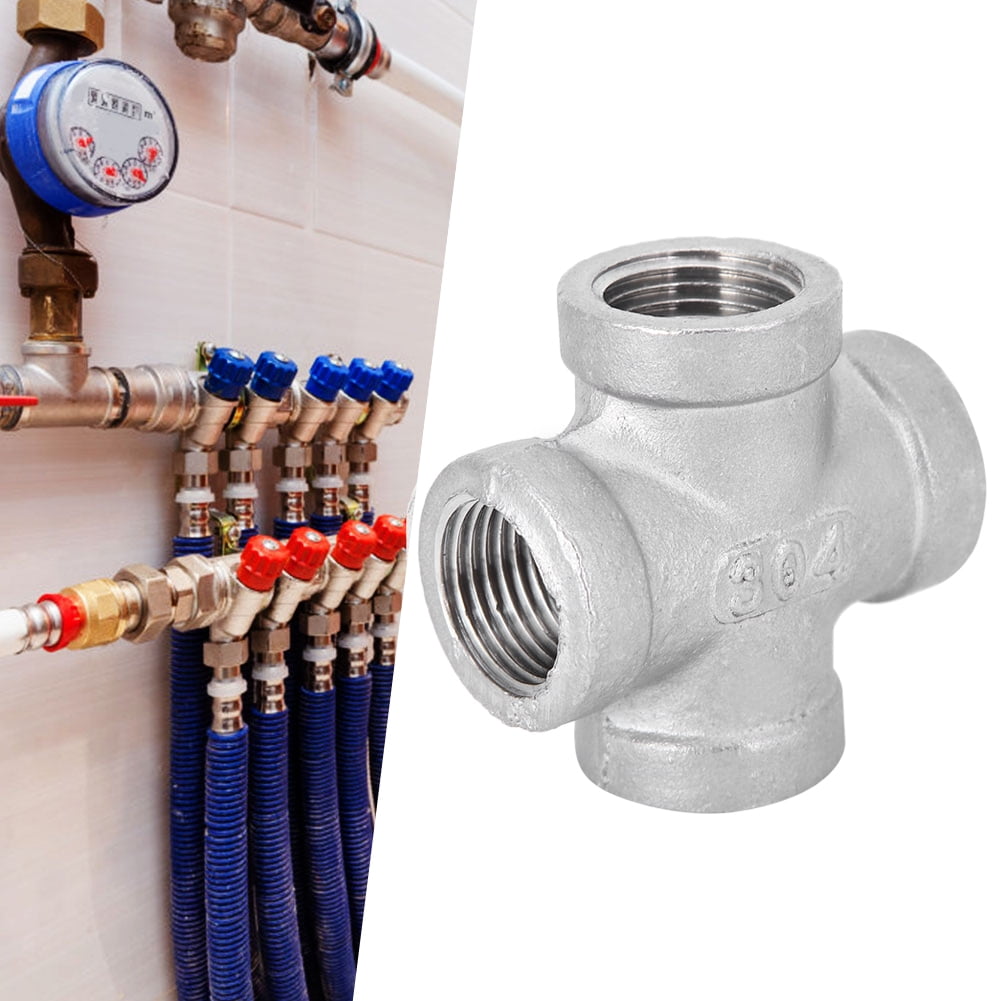 G1/2 Female Thread Stainless Steel 4‑Way Threaded Pipe Connector ...