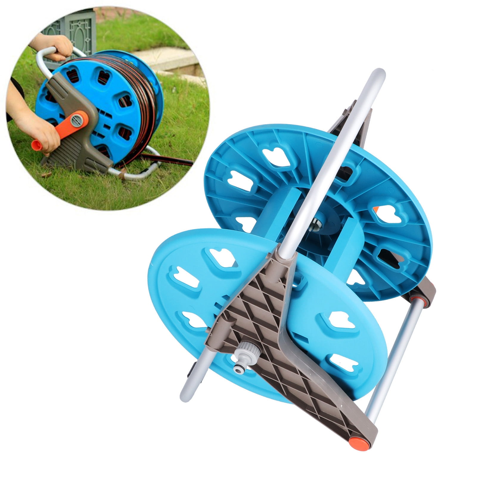 G1/2 Garden Hose Reel Cart for 60M Hose, Water Pipe Storage Rack Holder ...