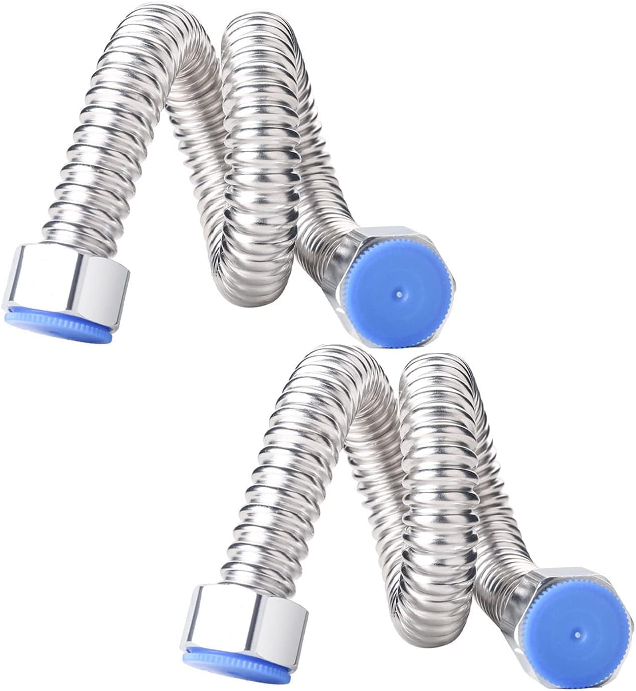 G1/2" Stainless Steel Corrugated Pipes - 30CM Flexible Tap Connectors ...