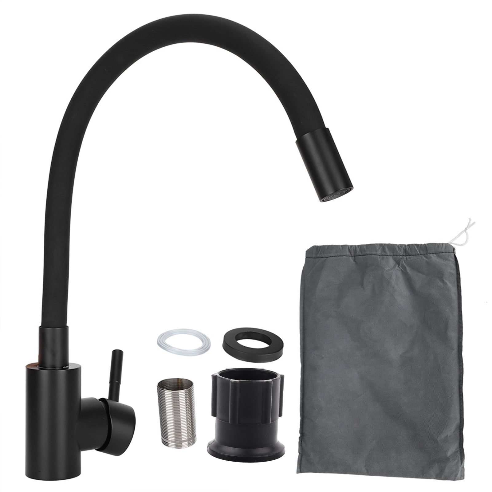 G1/2 Thread Kitchen Sink Faucet Free Rotation Water Tap Black Stainless ...