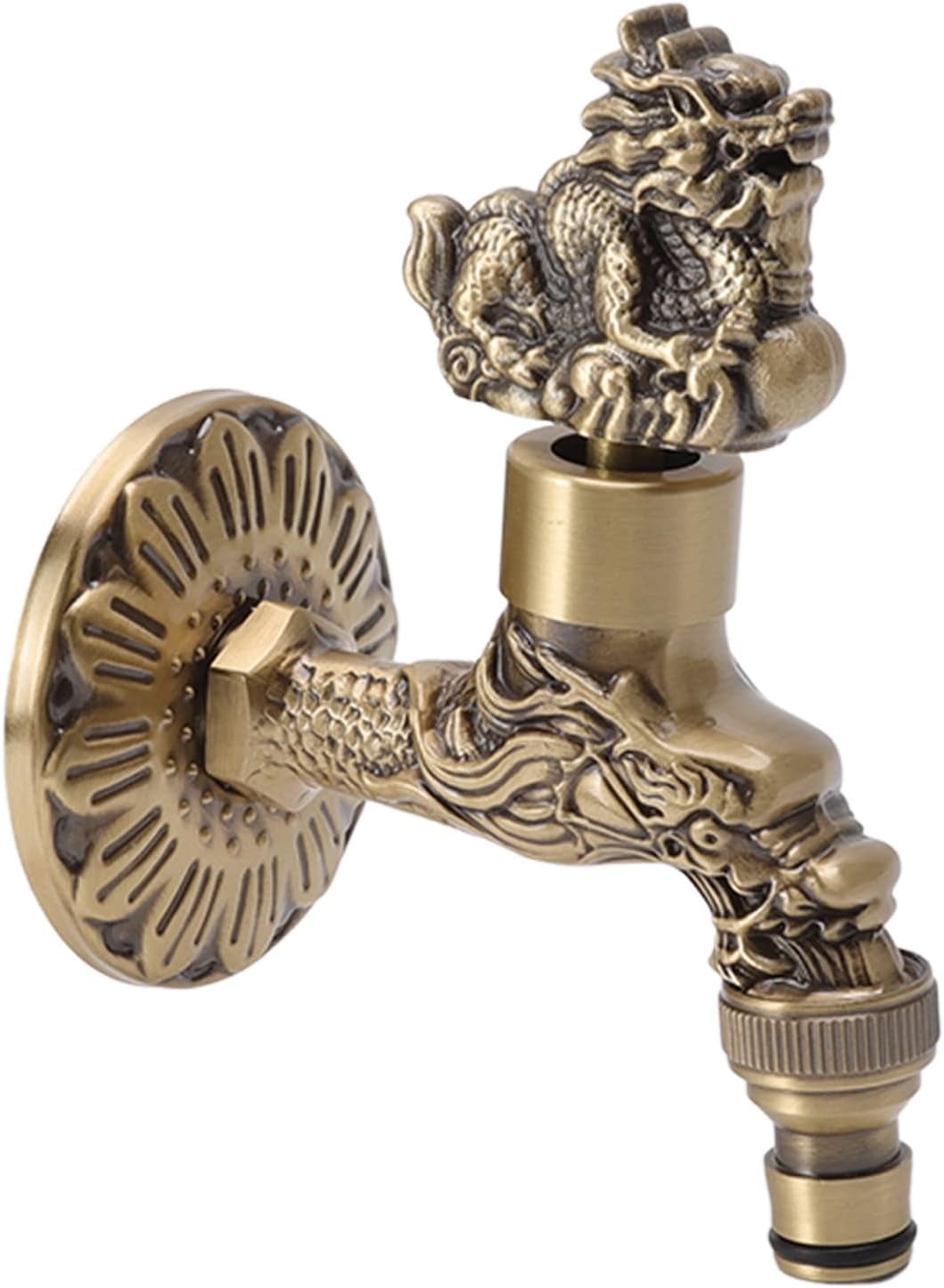 G1/2 Wall Mounted Water Faucet Brass Material Vintage Chinese Dragon ...