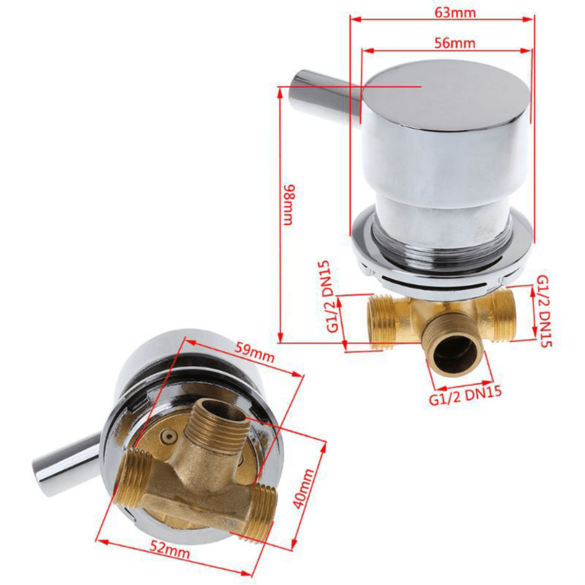G1/2Inch Hot & Cold Water Mixing Valve Thermostatic Mixer 2 in & 1 Out ...