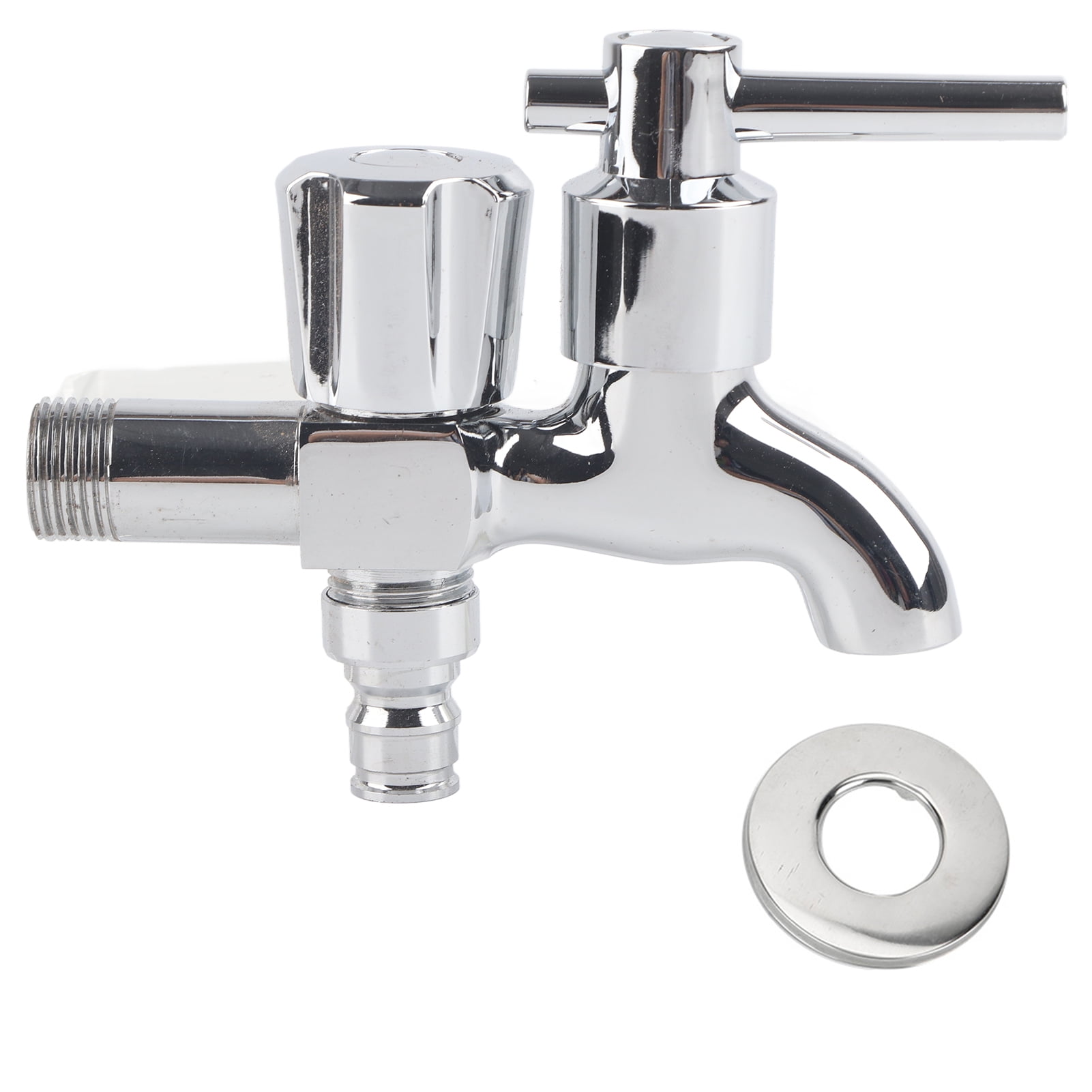 G1/2in Single Cold Double Heads Faucet 1 Inlet 2 Outlet Dual Use ...
