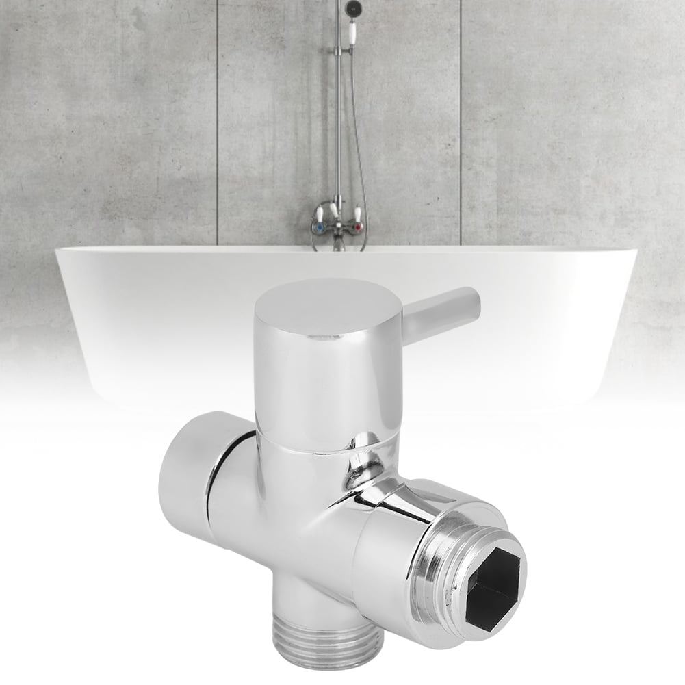 G1/2in Thread Shower Diverter Shower Head Tee Adapter Valve 1 Inlet 2 ...