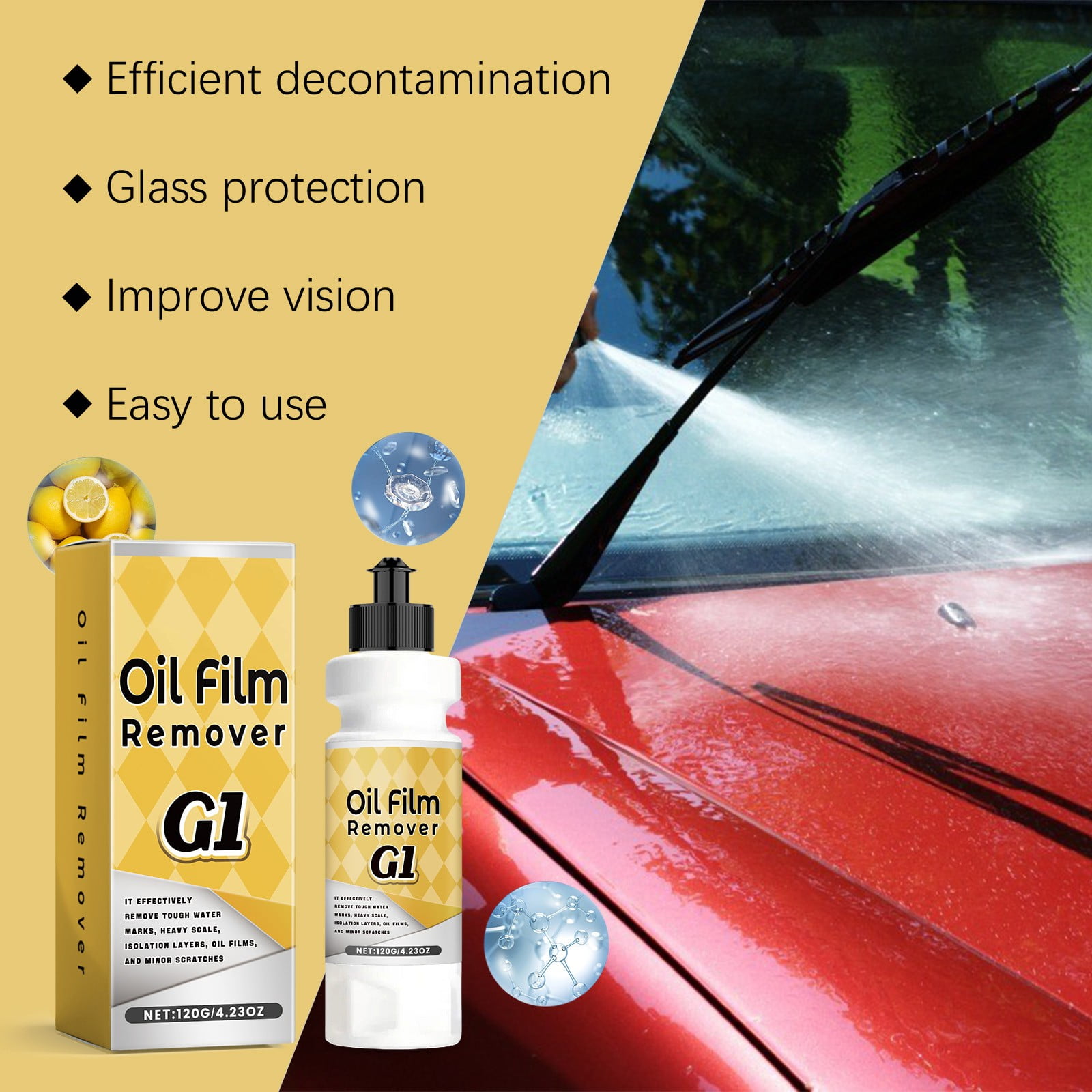 G1 Car Glass Oil Film Remover 100ml – Tough Water Stain & Grease ...