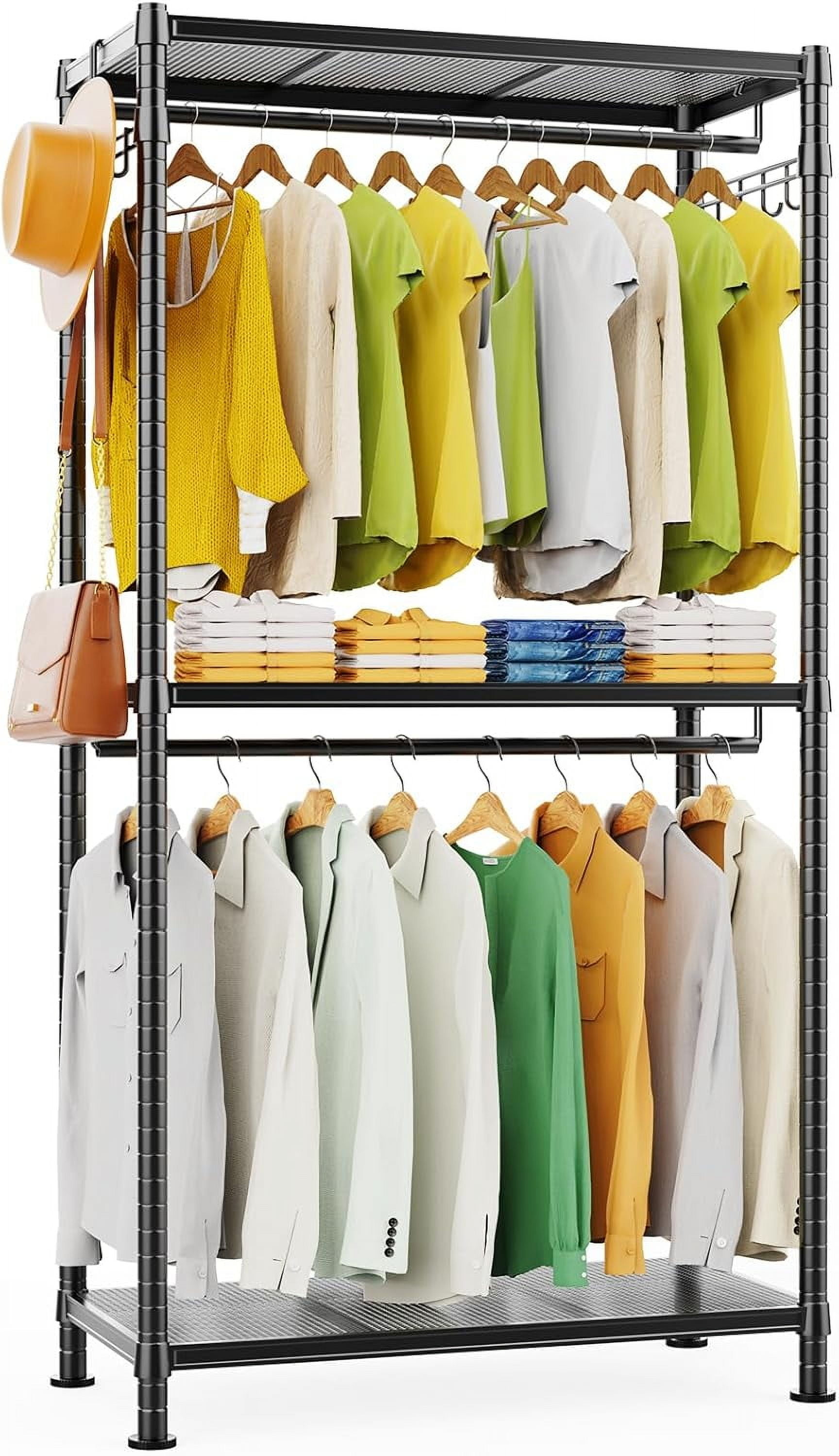 G1 Heavy Duty Clothes Rack, 3 Tiers Rolling Garment Rack for Hanging ...