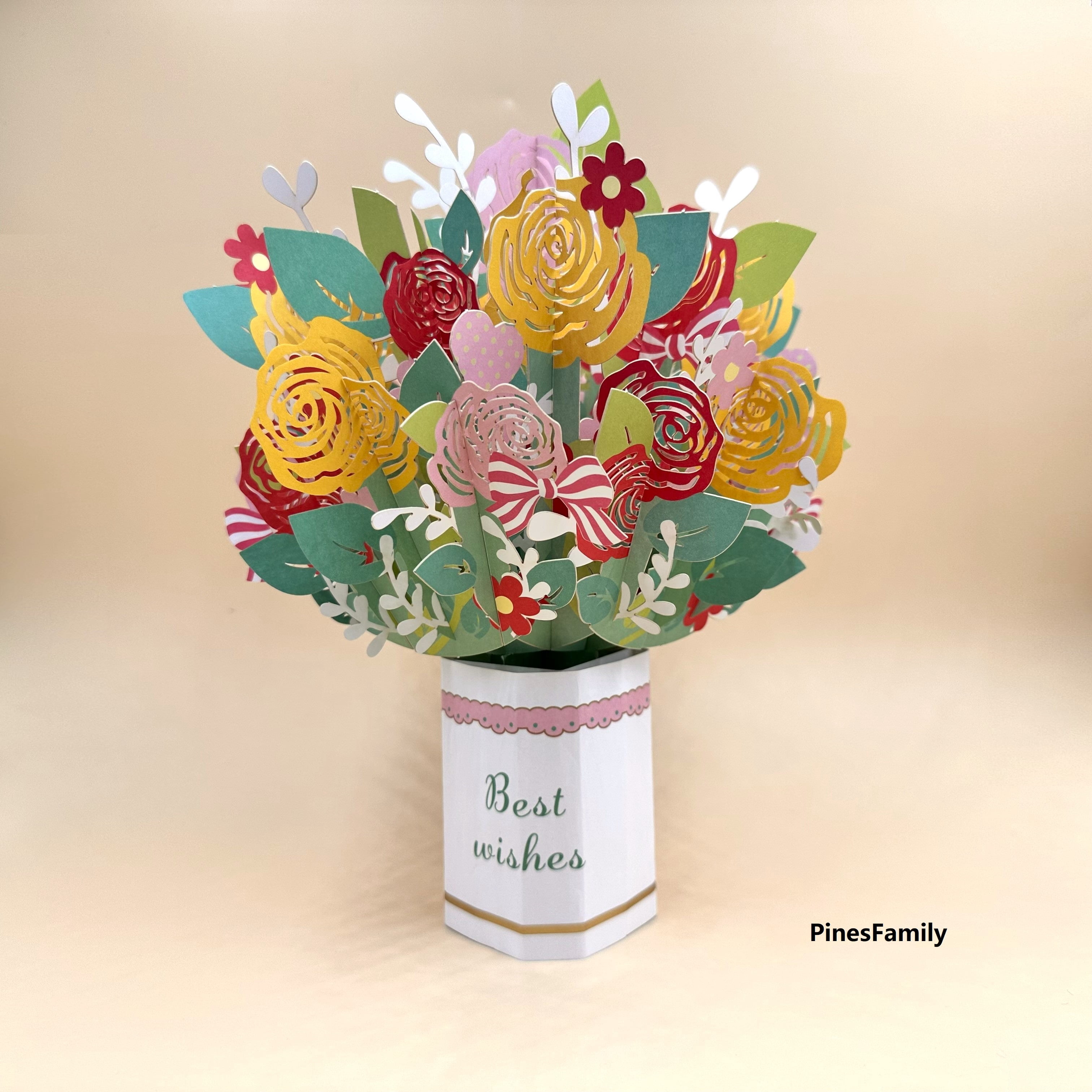 G10-Pop Up Flower Bouquet Paper Craft Greeting Cards | Roses | Mother ...