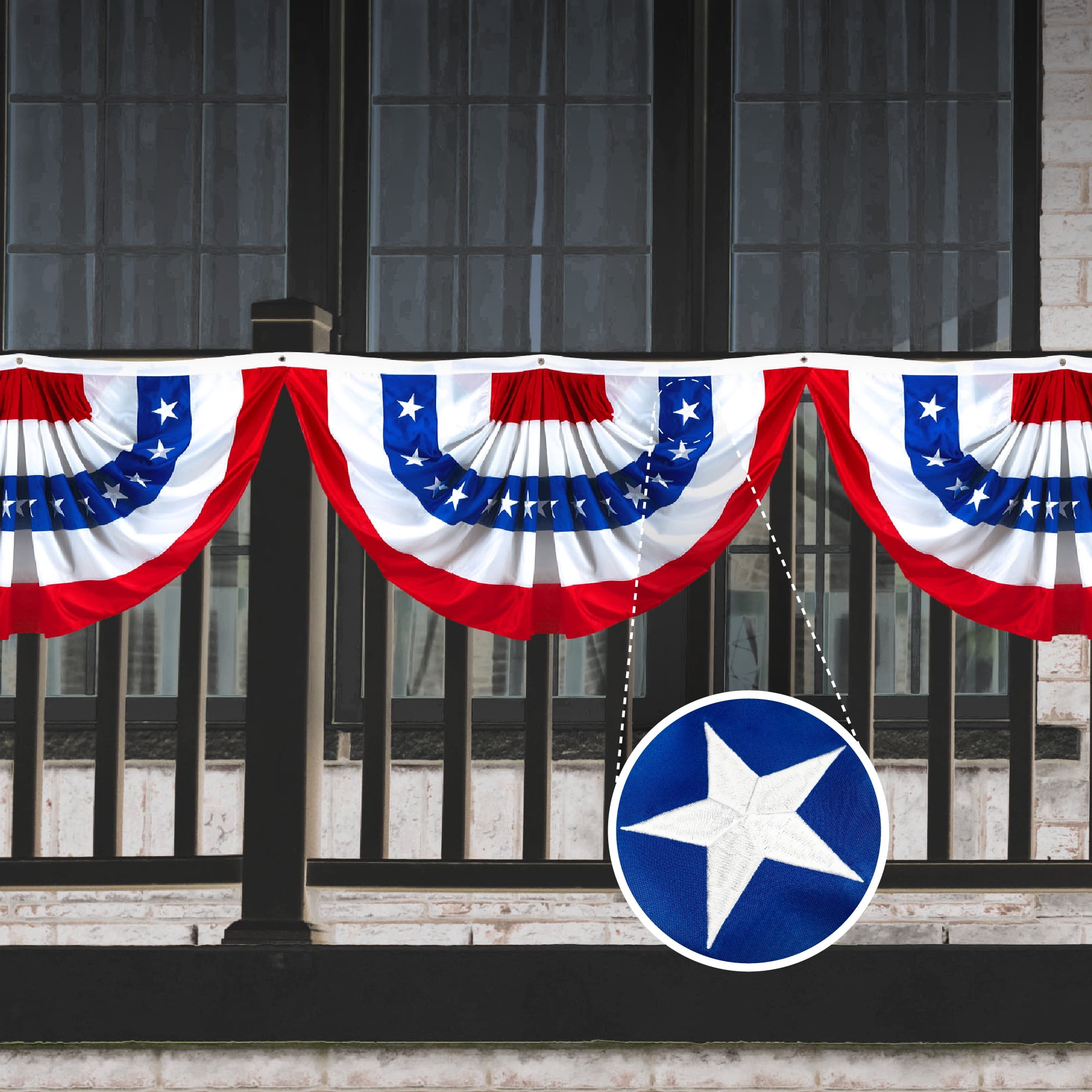 G128 - 1.5x3 ft, US American Pleated Fan Flag | Embroidered 210D ...