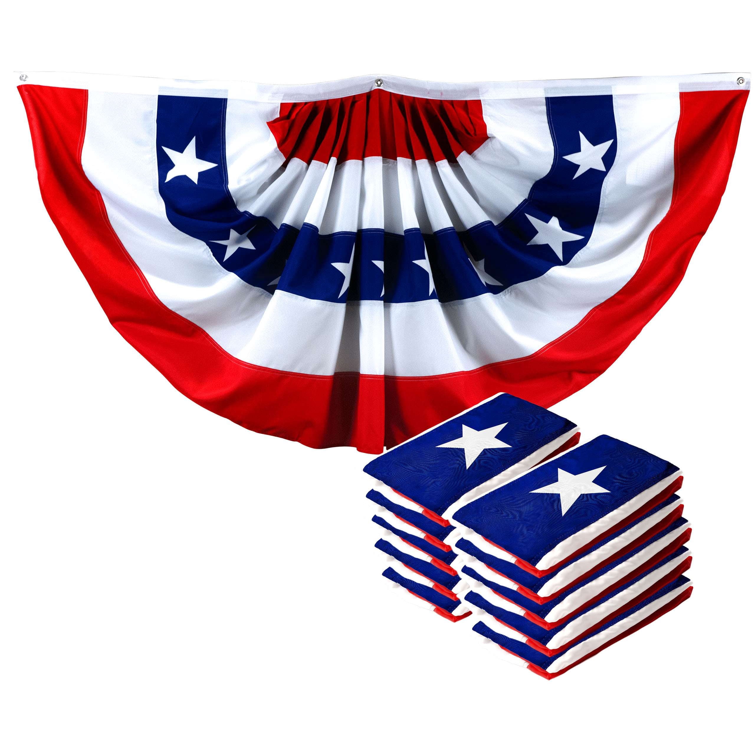G128 10 Pack: USA Pleated Fan Flag, 2x4 Ft American USA Bunting ...
