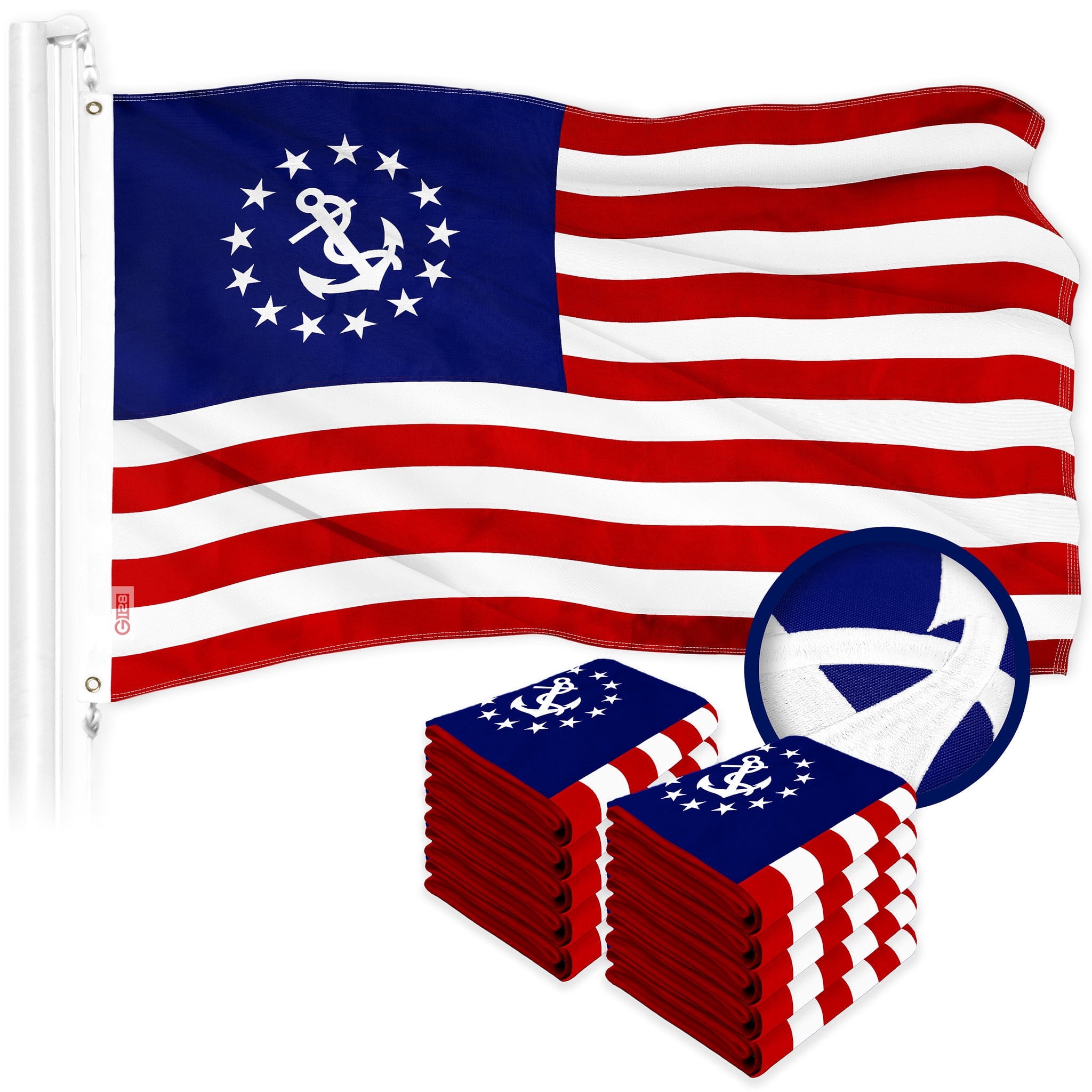 G128 10 Pack: American USA Yacht Ensign Flag | 2x3 Ft | ToughWeave ...