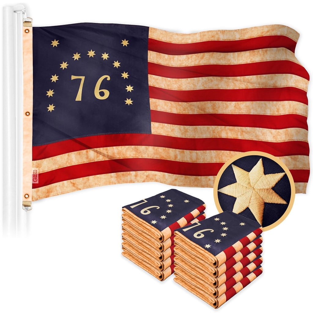 G128 10 Pack: Bennington 76 Tea-Stained Flag | 5x8 Ft | ToughWeave Pro ...