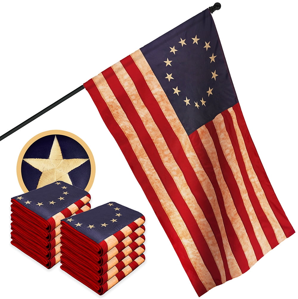 G128 10 Pack: Betsy Ross Tea-Stained Flag | 3x5 Ft | ToughWeave Pro ...