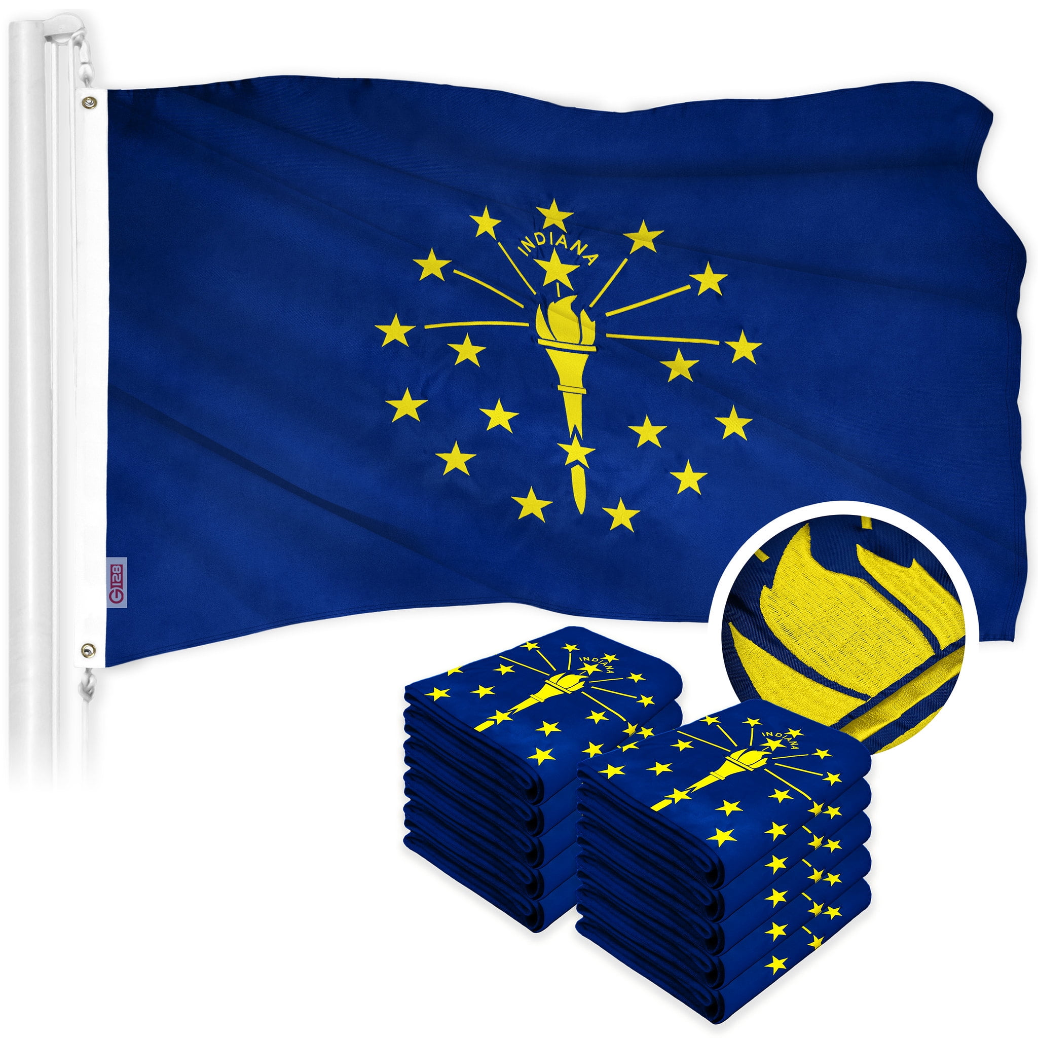 G128 10 Pack: Indiana IN State Flag | 2.5x4 Ft | ToughWeave Series ...