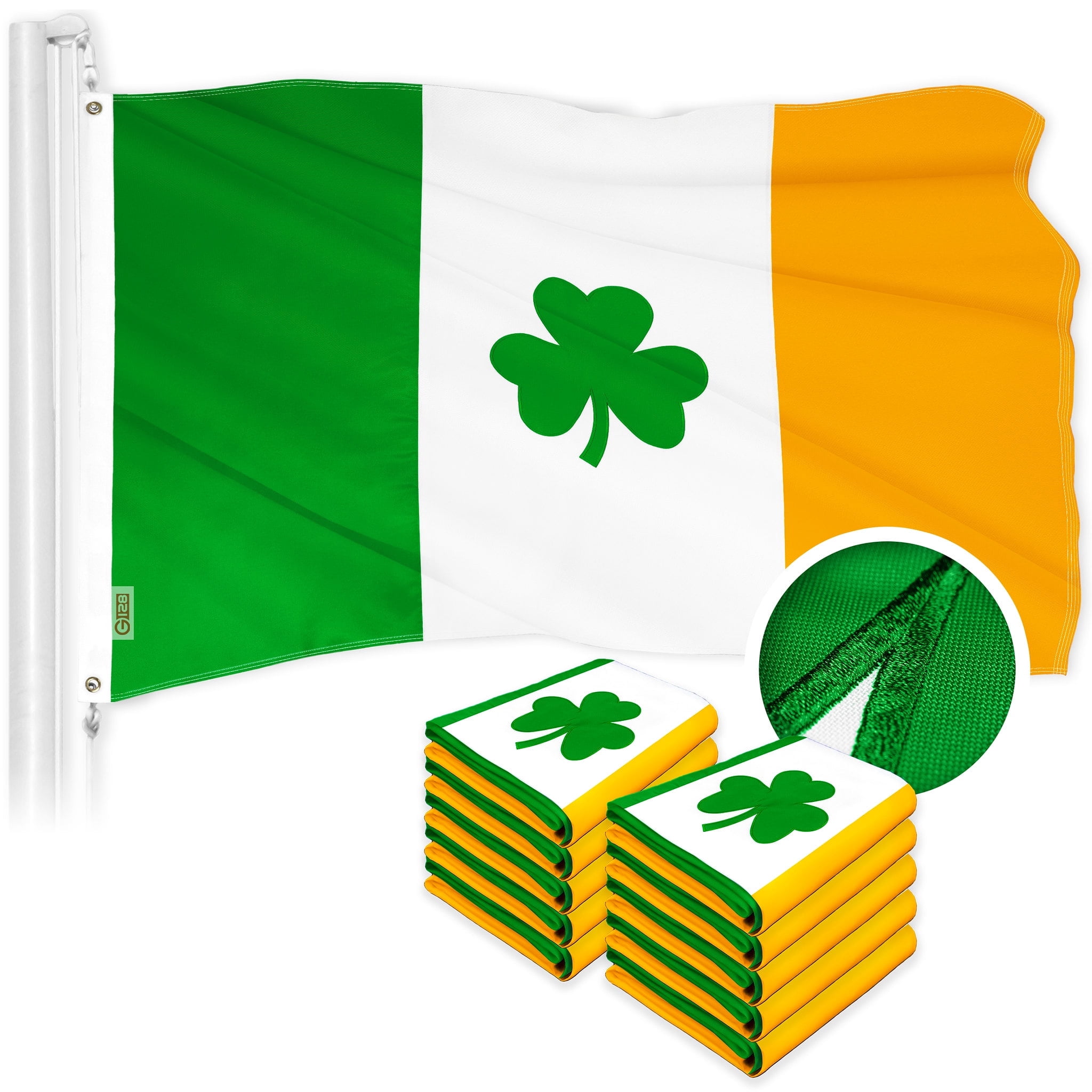 G128 10 Pack: Ireland Irish Shamrock Flag | 2.5x4 Ft | ToughWeave ...